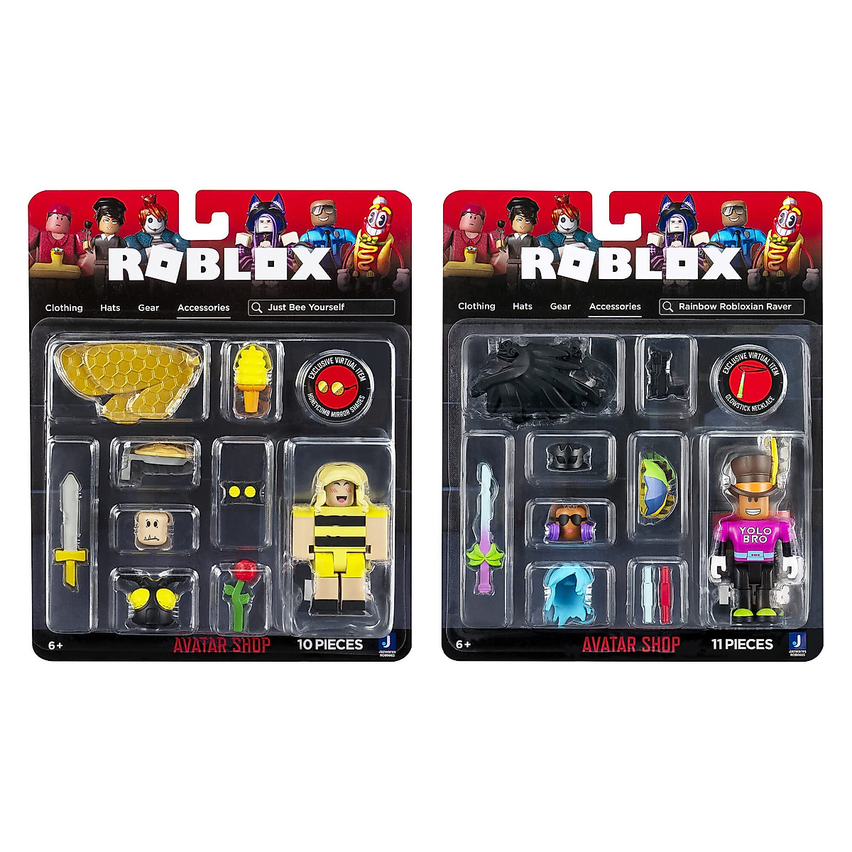 Roblox Avatar Shop Series Collection - Just Bee Yourself + Rainbow Robloxian Raver Bundle [Includes 2 Exclusive Virtual Items]