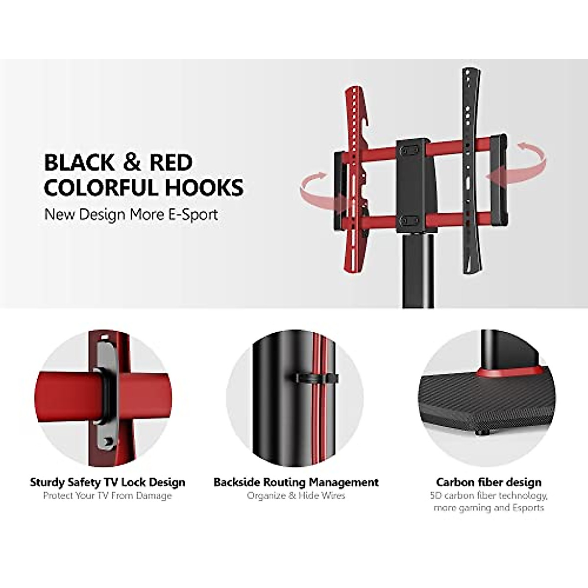 FITUEYES Universal TV Stand Base for 32-55 60 inch TV, 2.22 FT Table Top TV Stand with Swivel Mount & Wood Base, Height Adjustable, Max Load 88 lbs, Black