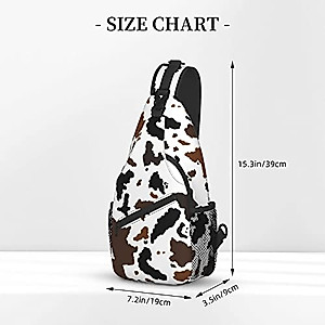 Cow Print Sling Backpack,Crossbody Sling Bag Travel Hiking Daypacks Pattern Rope Chest Shoulder Daypack For Men Women