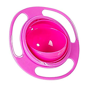 Wnvivi 2Pcs Spill Resistant Gyro Bowl, Magic Bowl 360 Degree Rotation Spill Resistant Gyro Bowl, Toy Tableware with a handle For Toddler Baby Kids Children Blue and Red