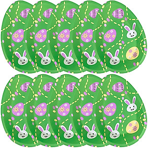 Easter Serving Trays | 10 Pcs Plastic Easter Snack Trays | Easter Bunny Serveware | Easter Egg Party Serving Platter | Easter Party Decorations | Reusable Bunny & Eggs Design Chip Trays | by Anapoliz