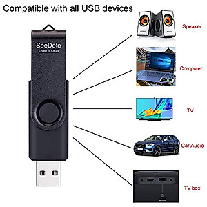 SeeDete 32GB USB Flash Drives, USB Stick, Thumb Drive Rotated Design, Memory Stick with LED Light for External Storage and Backup Data, Jump Drive, 3 Pack 32GB (3 Colors: Black Red Blue)