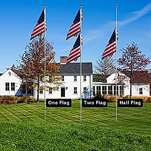 NELXINJO 20FT Sectional Flag Pole Kit, Heavy Duty Aluminum Outdoor In-Ground Flagpole, Gold Ball Top, 3x5 USA Flag for Residential commercial Outdoor Garden(20FT, Silver)