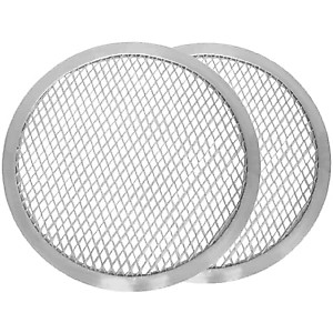 TrueCraftware Set of 2 Aluminum 16” Pizza Baking Screen Seamless Rim- Bakeware Pizza Screen Round Pizza Pan Pizza Tray Baking Tray Round Baking Tray for Home Kitchen Pizzeria & Restaurants