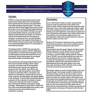 WORLDS BEST CABLES 3 Foot SPDIF Cable – Gotham GAC-1 S/PDIF-Pro (Ultrablue) High-End Silver Plated LCOFC Digital Audio Interconnect Cable & Amphenol ACPR-SRD Gold RCA Plugs - Custom Made