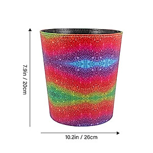 Ipetboom Bathroom Trash Pu Garbage Can Leather Trash Bucket Round Wastebasket Large Capacity Trash Container Decorative Leather Waste Bins for Bathroom Bedroom Living Room Office