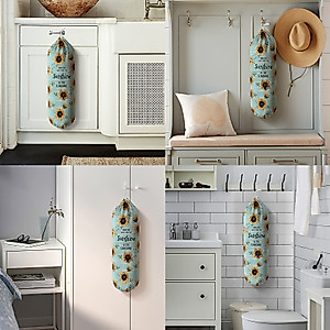Hglian Farmhouse Plastic Bag Holder Dispenser and Sunflower Grocery shopping bags Storage saver Organizer