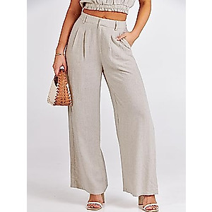 ANRABESS 2 Piece Outfits for Women Summer Vacation Beach Sleeveless Linen Crop Tank Top Casual Matching Lounge Sets Comfy Tracksuits Long Pants Jumpsuits 2023 Fashion Clothes A1102maxing-L