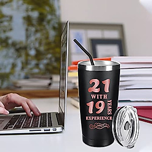 Henghere 40th Birthday Gifts for Women, 40th Birthday Gift for Friend, Mom，Sister, Wife, Aunt, Coworker, Happy 40 Year Old Birthday Decorations Women | Thermos Cup - Black
