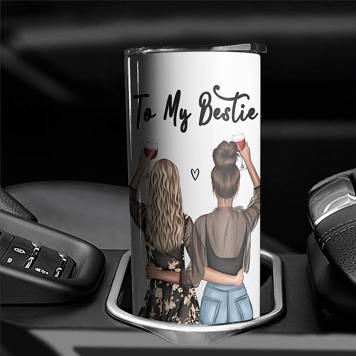 thmasamwr Best Friend Skinny Tumbler With Straw and Lid, Stainless Steel 20oz Insulated Besties Coffee Travel Mug, BFF Gifts Cups for Women and Girls