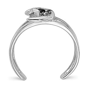 925 Sterling Silver Rhodium Plated Oxidized Celestial Moon and Star Toe Ring Jewelry for Women
