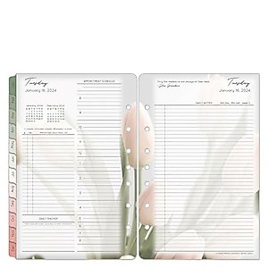 FranklinCovey - Blooms Two Page Per Day Ring-Bound Planner (Classic, Jan 2024 - Dec 2024)