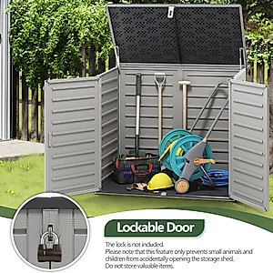4.6 x 4.1 FT Outdoor Storage Horizontal Resin Shed,49.5 Cu Ft Large Trash Garbage Can Shed,Weather Proof Water Proof PP Material,Hydraulic Rod,Lockable Door,for Patio Storage