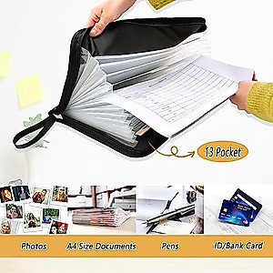 Cow Skin Print Expanding File Folder, 13 Pockets Accordion File Organizer with Sticky Labels Zipper Portable A4 Document Organizer for Home Office School Supplies