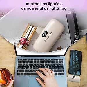 Bangcheer Portable Charger 5000mAh Upgrade Power Bank Fast Charging and PD 10W Input Small Docking Battery with LED Display & LED Fill Light Compatible with iPhone/Airpods (Apricot)