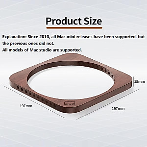 Hazevaiy Wood Stand for Mac Mini and Mac Studio,Walnut MacMini/MacStudio Accessories,Handmade Mac Desktop Stand Holder Dustproof Heat-Disspation Mount (Black Walnut)