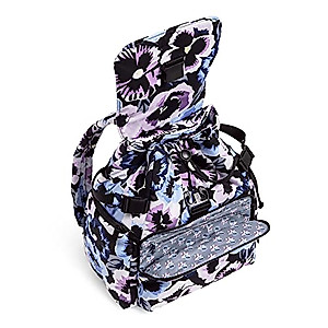 Vera Bradley Women's Cotton Utility Backpack, Plum Pansies - Recycled Cotton, One Size