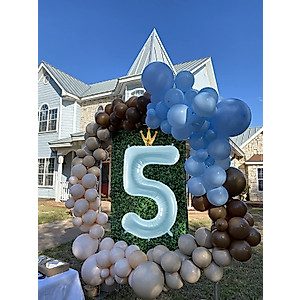 Gifloon Number 5 Balloon with Crown, Large number balloons 40 inch, 5th Birthday Party Decorations Supplies 5 Year Old Birthday Sign Decor, Blue