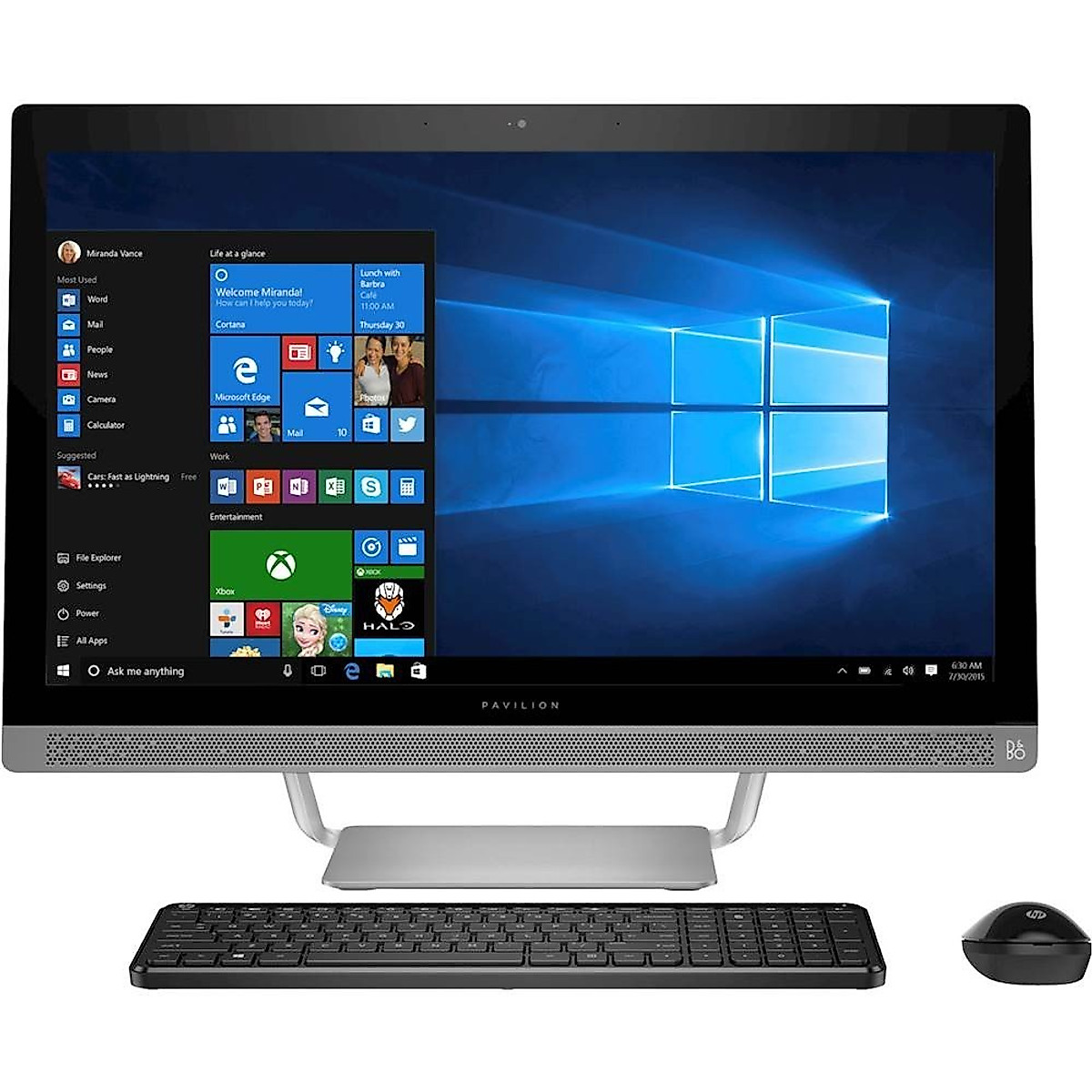 HP Pavilion 23.8" Touch-Screen All-in-One Desktop Computer, 7th Gen Intel Quad-Core i5-7400T Processor 2.4GHz, 12GB Memory, 2TB HDD, DVD, USB 3.0, Windows 10 (Silver) (Seller Upgraded)