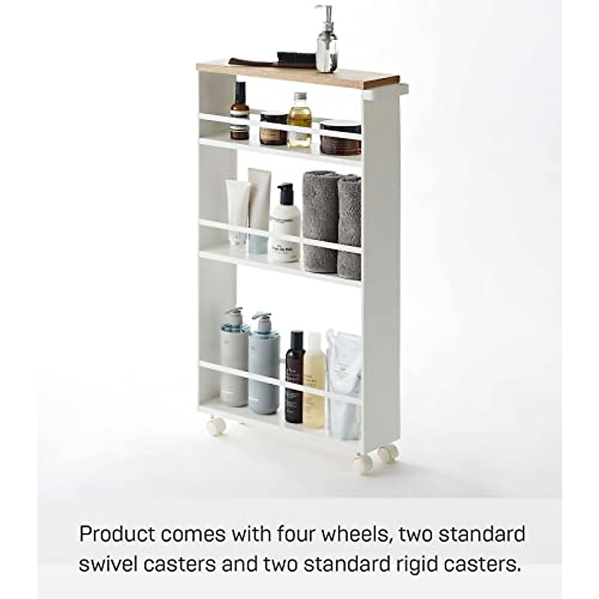 YAMAZAKI home Tower Rolling Slim Storage Cart With Handle White