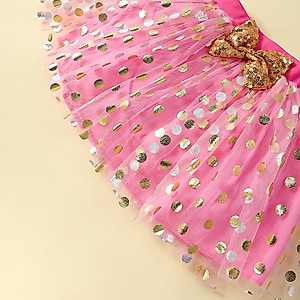 Toddler Kids Baby Girls Birthday Princess Party Outfits Dress Ruffle Tshirt Sleeveless Vest Summer Top+ Sequins Polka Dot Mesh Tutu Skirt 2PCS