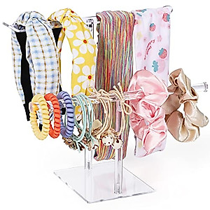 Headband Holder Scrunchie Holder Acrylic, Clear Hair Ties Holder Organizer, Headband Display Stand, Scrunchie Storage Organizer, Hair Accessories Organizer for Women and Girls