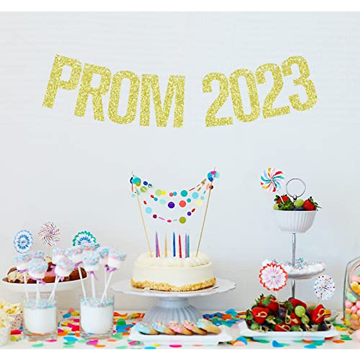 Prom 2023 Banner, Prom Night Decor, Class of 2023 Bunting Garland, 2023 Graduation Party Decorations Gold Glitter
