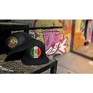 The Pride Mexican Flag Hat Men Women Glossy Detailed Custom Shield Patch Baseball Hats Mexican Eagle (BK-Bk-Chrome)