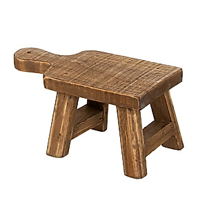 RUSTIX Mini Wooden Stool w/Handle - Rustic Decorative Square Mini Pedestal - Ideal Accent Stool for Small Decor, Plants and Trinkets - 9.4 L x 4.8 H x 4.5 W