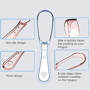 Xiahium Tongue Scraper, Fresh Breath Tongue Cleaner Reusable Fight Bad Breath Healthy Oral Care for Adults Kids - 100% BPA Free