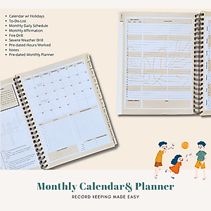 Daycare Provider Monthly Planner & Calendar: 8.5 x 11, INCLUDING Attendance Sheets w/Signature Columns And Much More