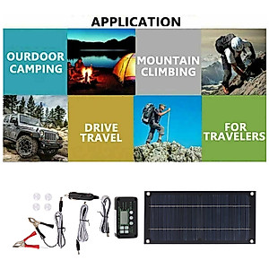 Solar Panel Kit, 600W Solar Panel Charger Monocrystalline Silicon 100A Charge Controller Solar Panel Kit with Extension Cable Battery Clip for RV Outdoor Camping