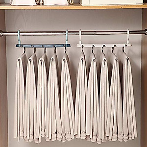 Unioax Pants Hangers Space Saving Pants Rack 5 in 1 Non-Slip Folding Trousers Hanger Multi-Functional Pants Organizer for Closet Wardrobe Scarf Jeans Ties Slacks Storage, Blue