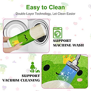 Kids Rug, 4'x6' Cute Frog Bath Mat Non Slip Soft Washable Area Rug Baby Carpet Play Floor Mat Green Shower Rug Nursery Rugs for Living Room Bedroom Playroom Bathroom Classroom Kitchen Kids Room Decor