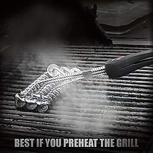 Kona Safe/Clean Grill Brush - Bristle Free BBQ Grill Brush - 100% Rust Resistant Stainless Steel Barbecue Cleaner - Safe for Porcelain, Ceramic, Steel, Cast Iron - Great Grilling Accessories Gift