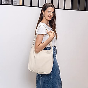 Draw blank off-white Women's blank large Size Canvas Crossbody Tote Handbags Shoulder Bag Hobo Casual Tote Diy/gifts/aesthetic/personalized