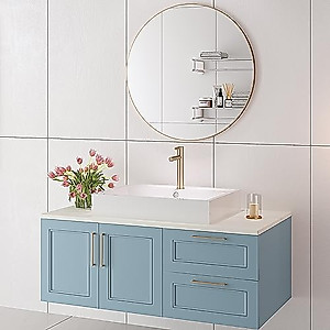 ARTSTONE 23.6 x 18.5 inch Bathroom Vessel Sink with Pop-up Drain Combo Above Counter, Stone Resin Rectangle Bathroom Sink with Overflow, Vanity Countertop Bowl Sink Washing Basin, White