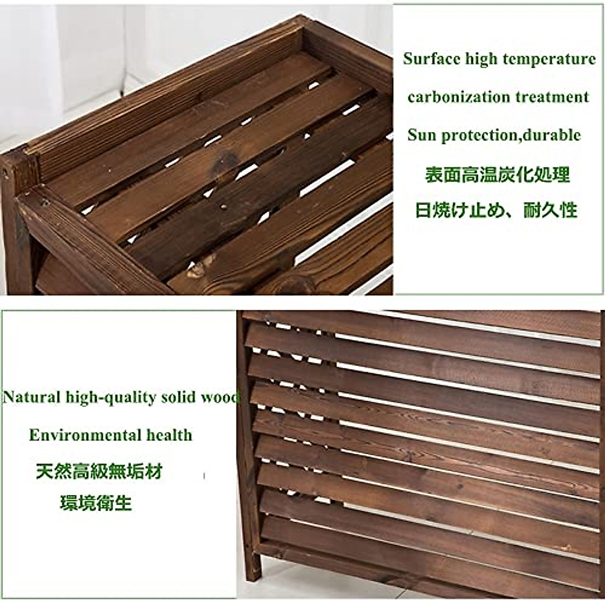 YPINKZ Wooden Air Conditioner Hider Fencing,Wood Air Conditione Flower Stand,Wood Air Conditioning Privacy Screen,Brown,100x43x94cm,110x50x105cm (Size : 85x35x75cm(33.5x14x29.5in))