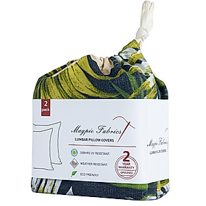 Magpie Fabrics Pack of 2 Outdoor Lumbar Pillow Case Covers 12"x20", Waterproof Rectangular Throw Pillowcase Shell Decorative Sham for Patio Garden Couch - Midnight Floral