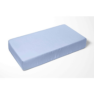 Bacati - ONE Solid Boys 100% Cotton Percale Universal Baby US Standard Crib or Toddler Bed Fitted Sheet (Light Blue)