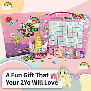 Unicorn Potty Training Chart & 35 Magnetic Stickers - Potty Chart, potty training sticker chart, potty training chart for toddlers girls, potty training stickers, potty chart for boys with stickers
