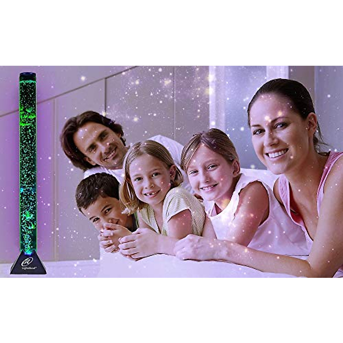 Lightahead Extra Large 4 FT LED Fantasy Bubble Fish Tube Fake Aquarium with Remote Control,10 Fish & 20 Color Light Effects. The Ultimate Sensory Lamp.