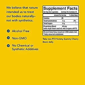 NORTH AMERICAN HERB & SPICE Kid-e-kare Yummy Gummy Cherry Bears - 60 Real Cherry Gummies - Daily Immune Support for Children - with P73 Oreganol & Black Seed Oil - Non-GMO - 30 Servings