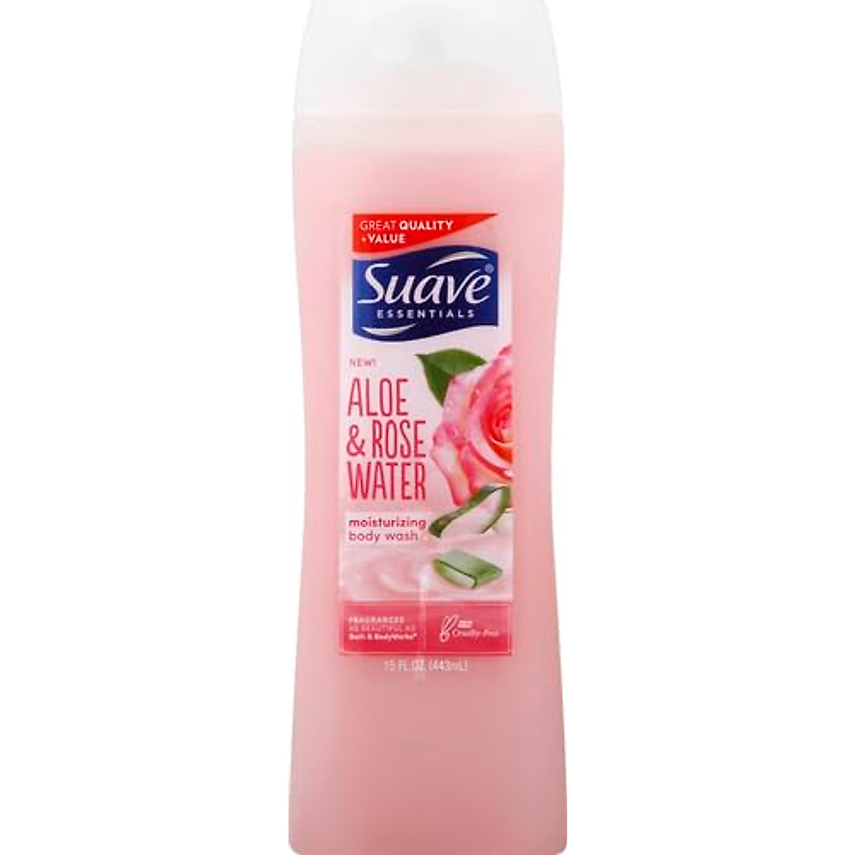 Suave Essentials Moisturizing Body Wash Aloe & Rosewater Moisturizes Better than Soap Bars 15 oz