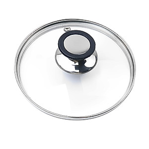 Tighall Universal Round Lid for Pans 6.5” Tempered Glass Pot Lid, with Steam Vent Hole and Heat Resistant Handle Replacement Frying Pan Cover Cookware