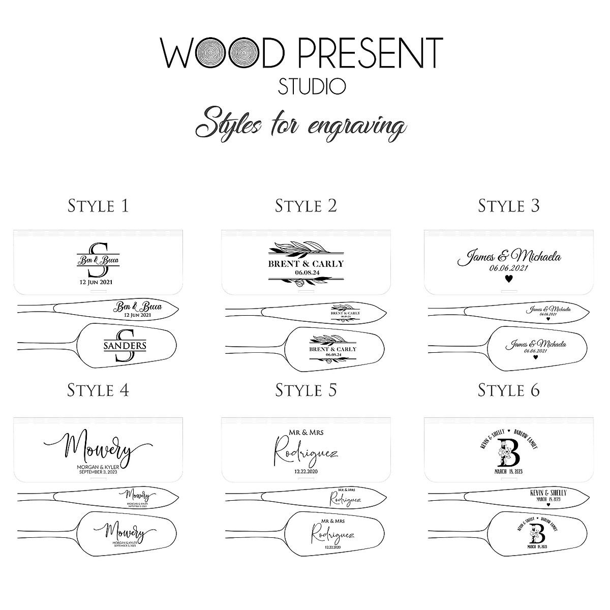 Personalized Cake Server Set Elegant Cake Knife and Server in Wooden Box (optional) Wedding Cake Knife Cutting Set Pie Cutter & Spatula for Birthday Anniversary Bridal Shower (Style 1)