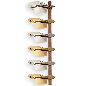 FLUFFYTREE Cowboy Hat Rack, 6 Pieces Hat Rack for Cowboy Hats with Wooden Board, Metal Cowboy Hat Holder Wall Storage Hat Holder-Organize Western Hats with Style and Ease
