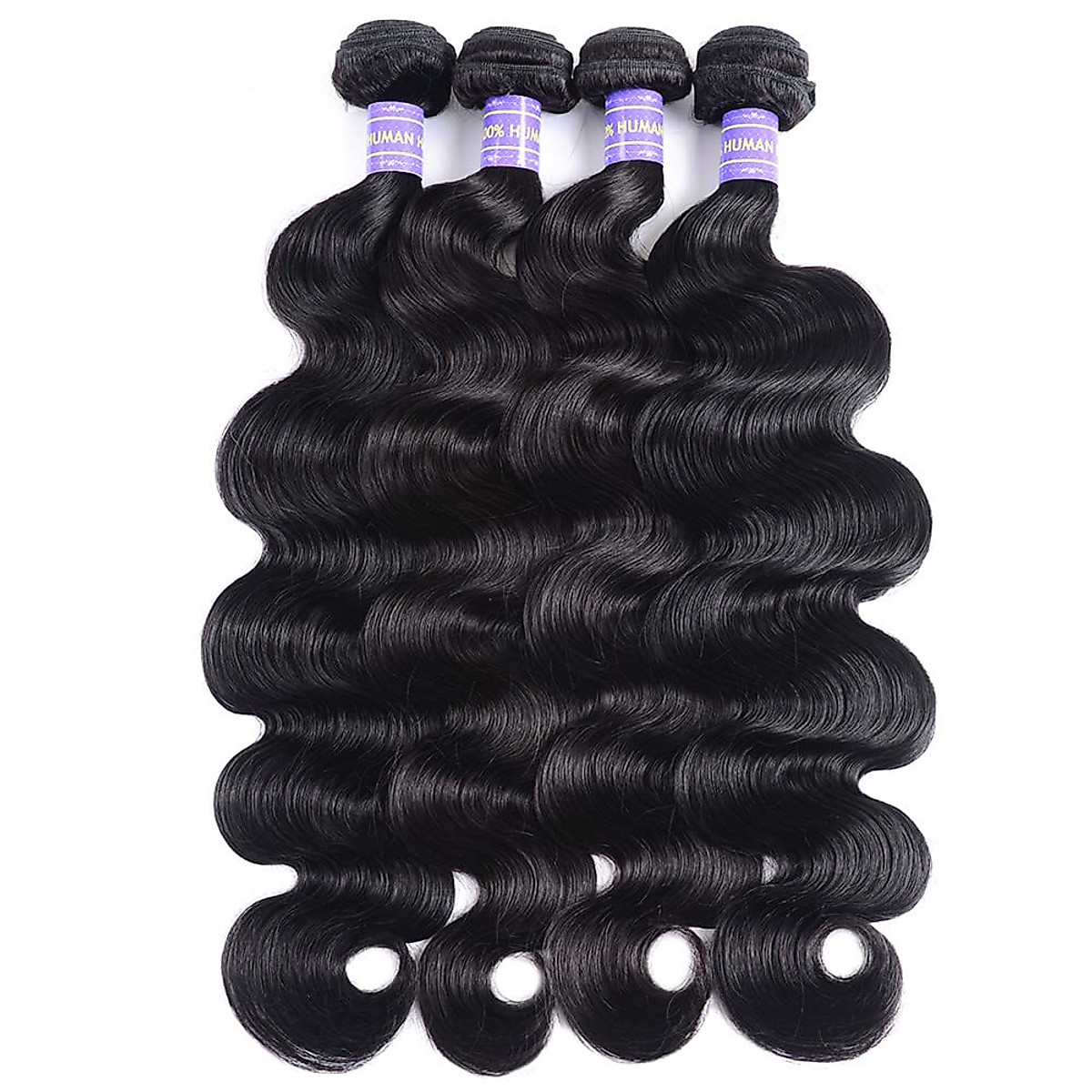 Brazilian Body Wave 4 Bundles (20 22 24 26 Inch) 100% Unprocessed Human Hair Weave Bundles 10A Grade Full Remy Hair Weft for Black Women Natural Color