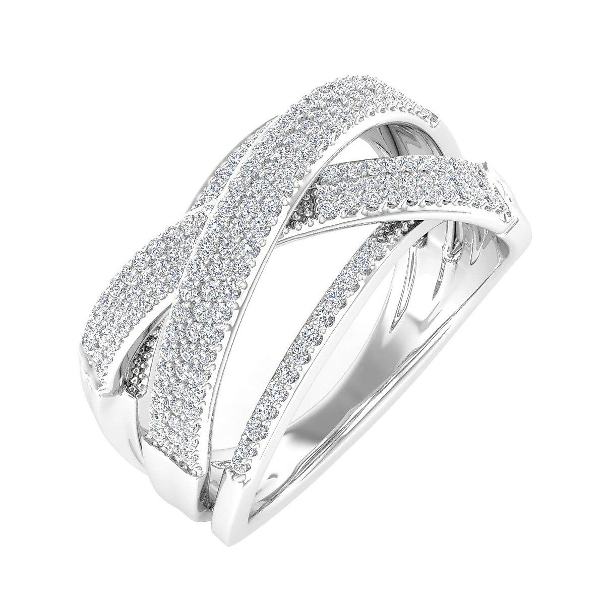 0.52 Carat Diamond Bypass Wedding Band Ring in 10K White Gold (Ring Size 11)