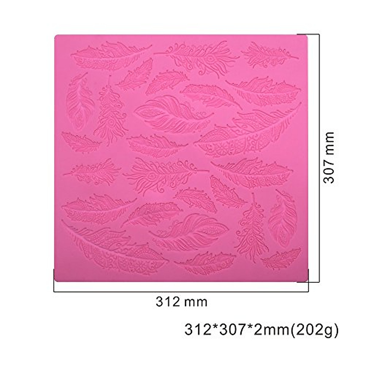 AK ART KITCHENWARE Feather Silicone Cake Lace Mat for Decorating Cake Molds Cupcake Decorations Cookie Tools Pink BLM-28